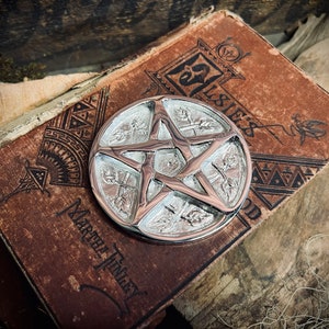 Silver Pentacle Altar Tile Plate Pentagram Metal Disc Altar Decor Pagan ...