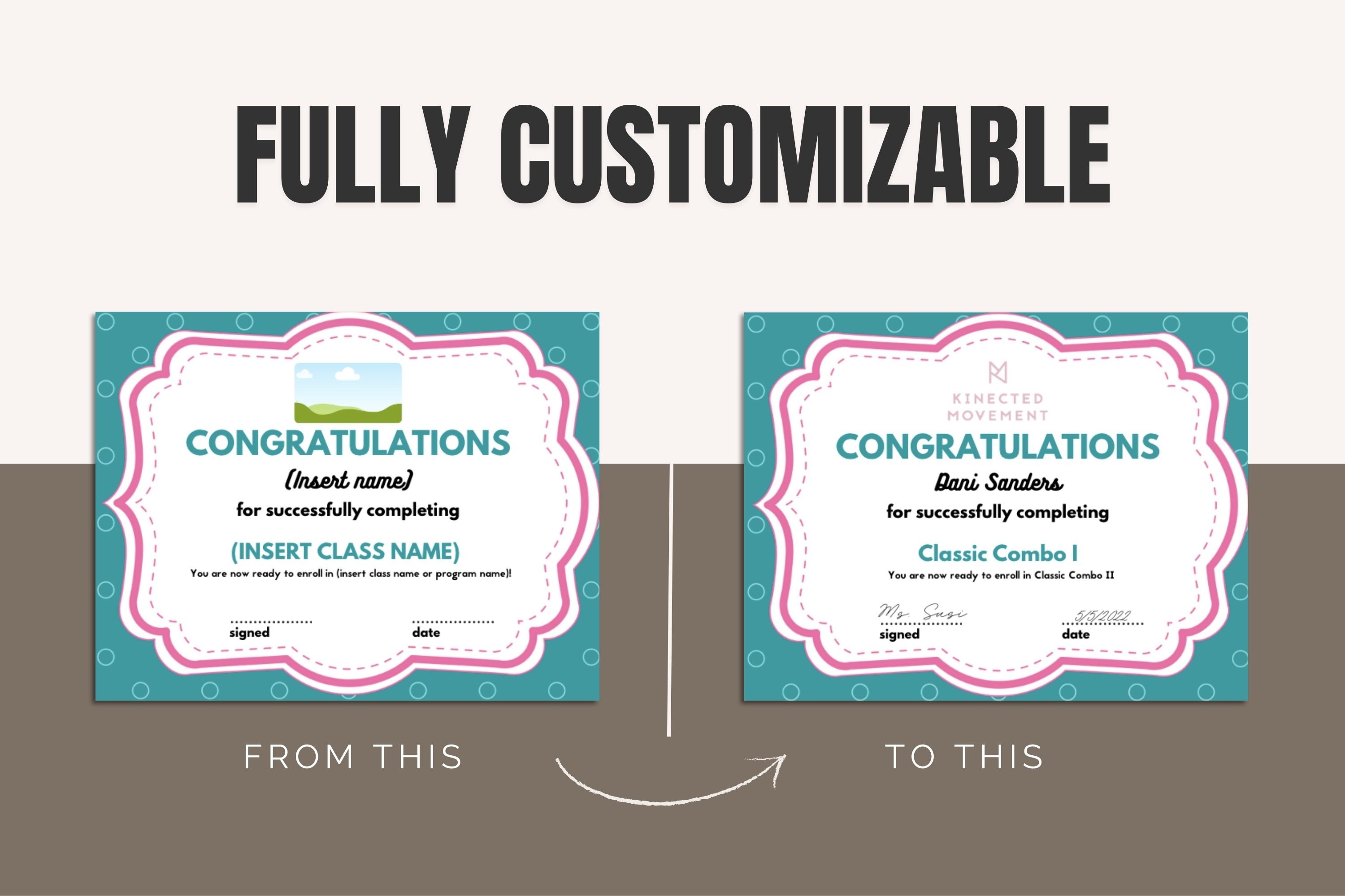 Dance Class Completion Certificates- Kids Dance Graduation Certificate ...