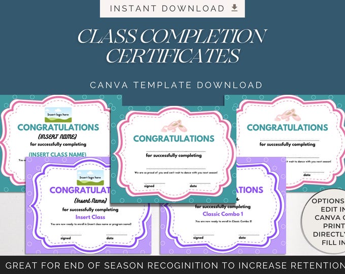 Dance Class Completion Certificates- Kids Dance Graduation Certificate ...