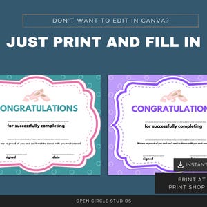 Dance Class Completion Certificates- Kids Dance Graduation Certificate ...
