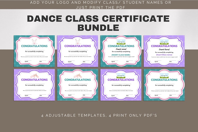 Dance Class Completion Certificates- Kids Dance Graduation Certificate ...