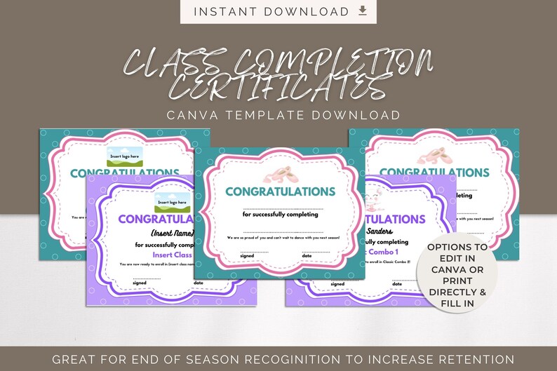 Dance Class Completion Certificates- Kids Dance Graduation Certificate ...