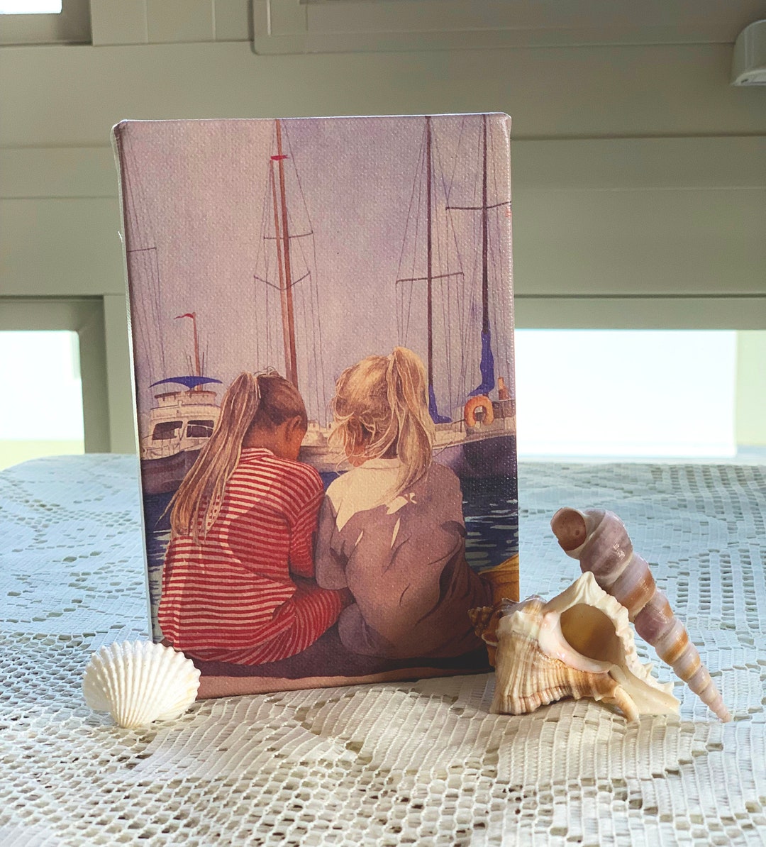 Conversation Canvas Watercolor Print Harbor Watercolor Painting Wall ...