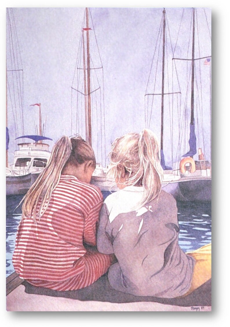 Conversation Canvas Watercolor Print Harbor Watercolor Painting Wall ...