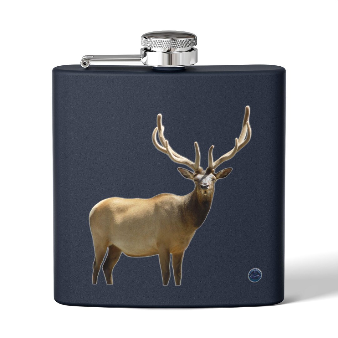 GORGEOUS ELK Flask, 6oz Stainless Steel Elk Elk Blue Blue STUNNING ...