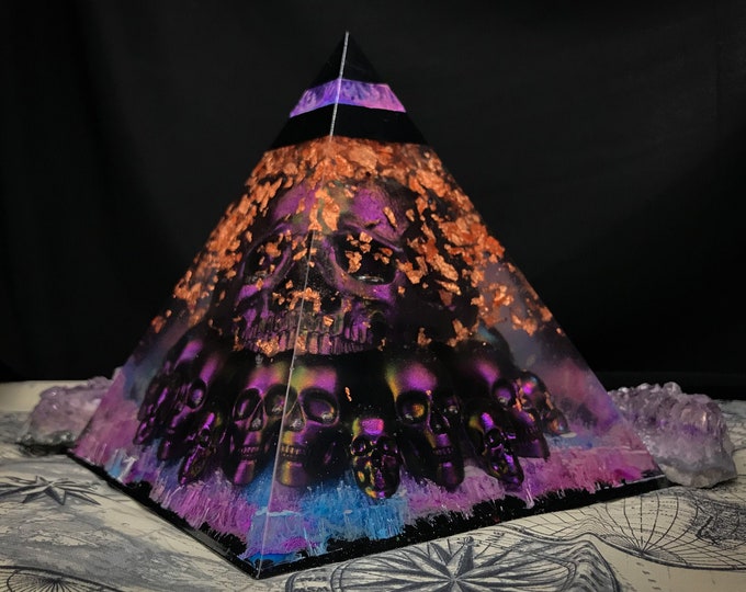 Large Skull Pyramid in Iridescent Royal Purple With Copper Flakes - Etsy