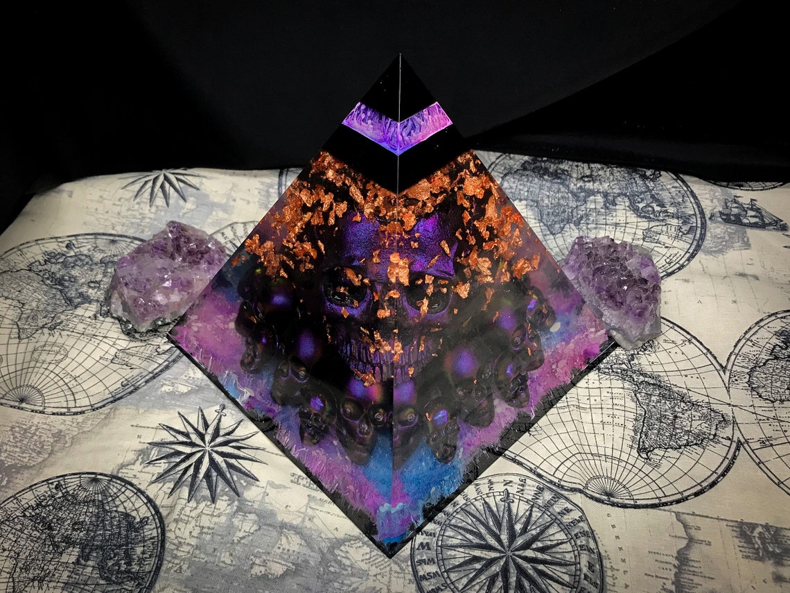 Large Skull Pyramid in Iridescent Royal Purple with Copper | Etsy
