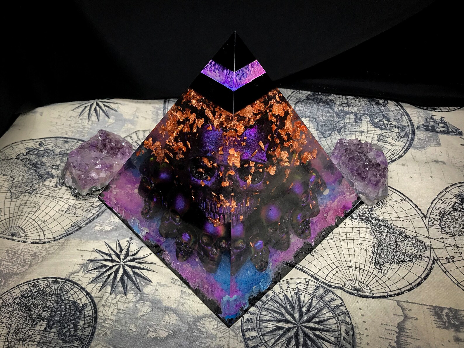 Large Skull Pyramid in Iridescent Royal Purple with Copper | Etsy