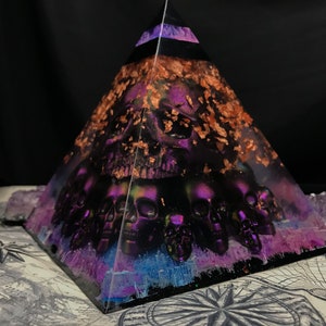 Large Skull Pyramid in Iridescent Royal Purple with Copper | Etsy