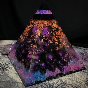 Large Skull Pyramid in Iridescent Royal Purple with Copper | Etsy