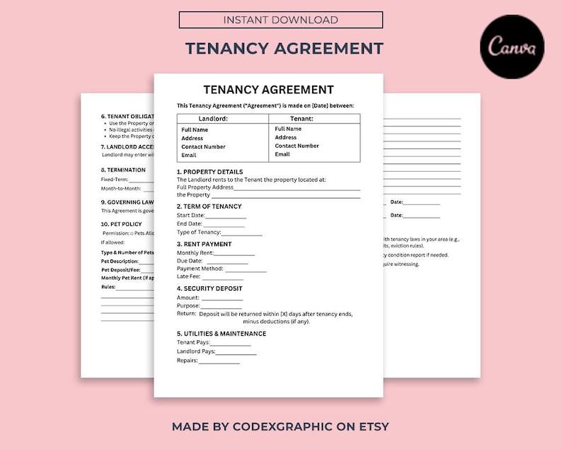 Editable Tenancy Agreement Template | Rental Agreement Printable ...