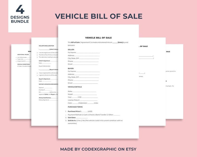 Editable Vehicle Transfer Template, Car Contract, Auto Transfer Form ...