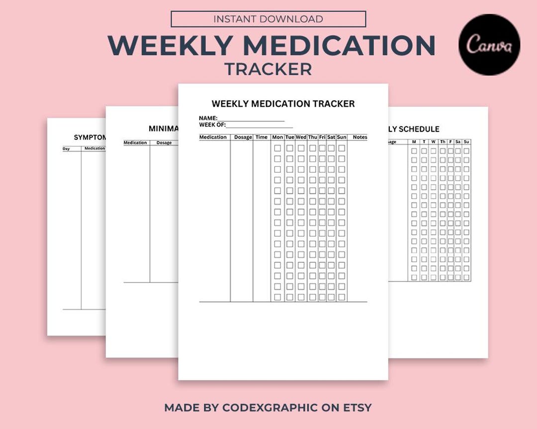 Weekly Medication Tracker: Printable Pill & Supplement Schedule ...