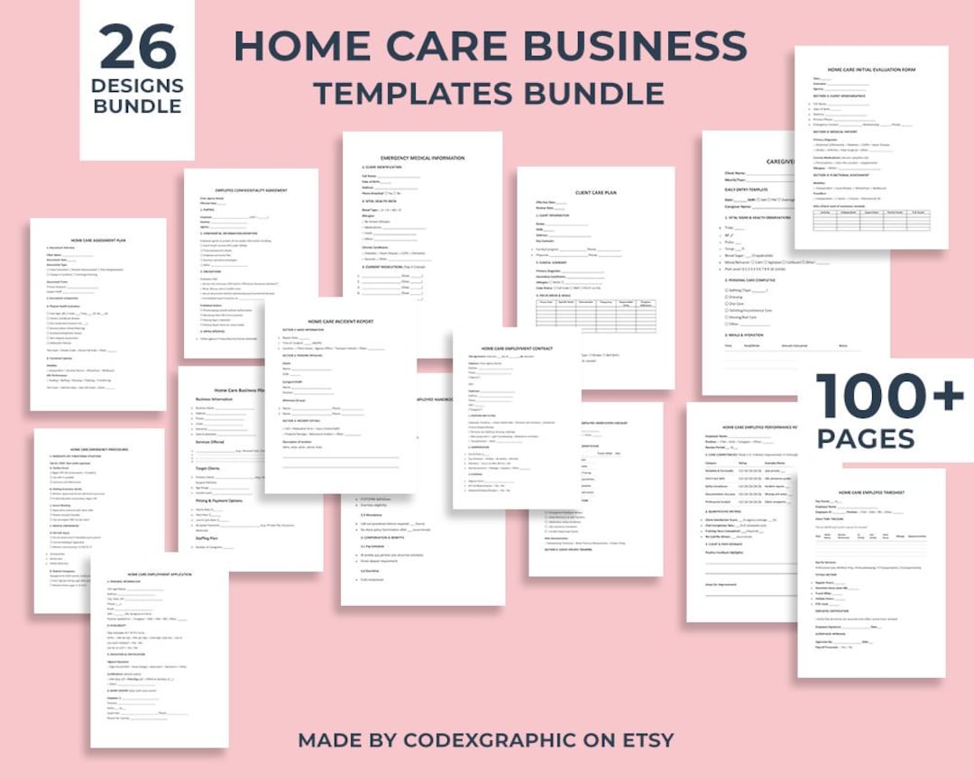 Home Care Business Forms Bundle: Editable Agency Templates (word, Canva ...