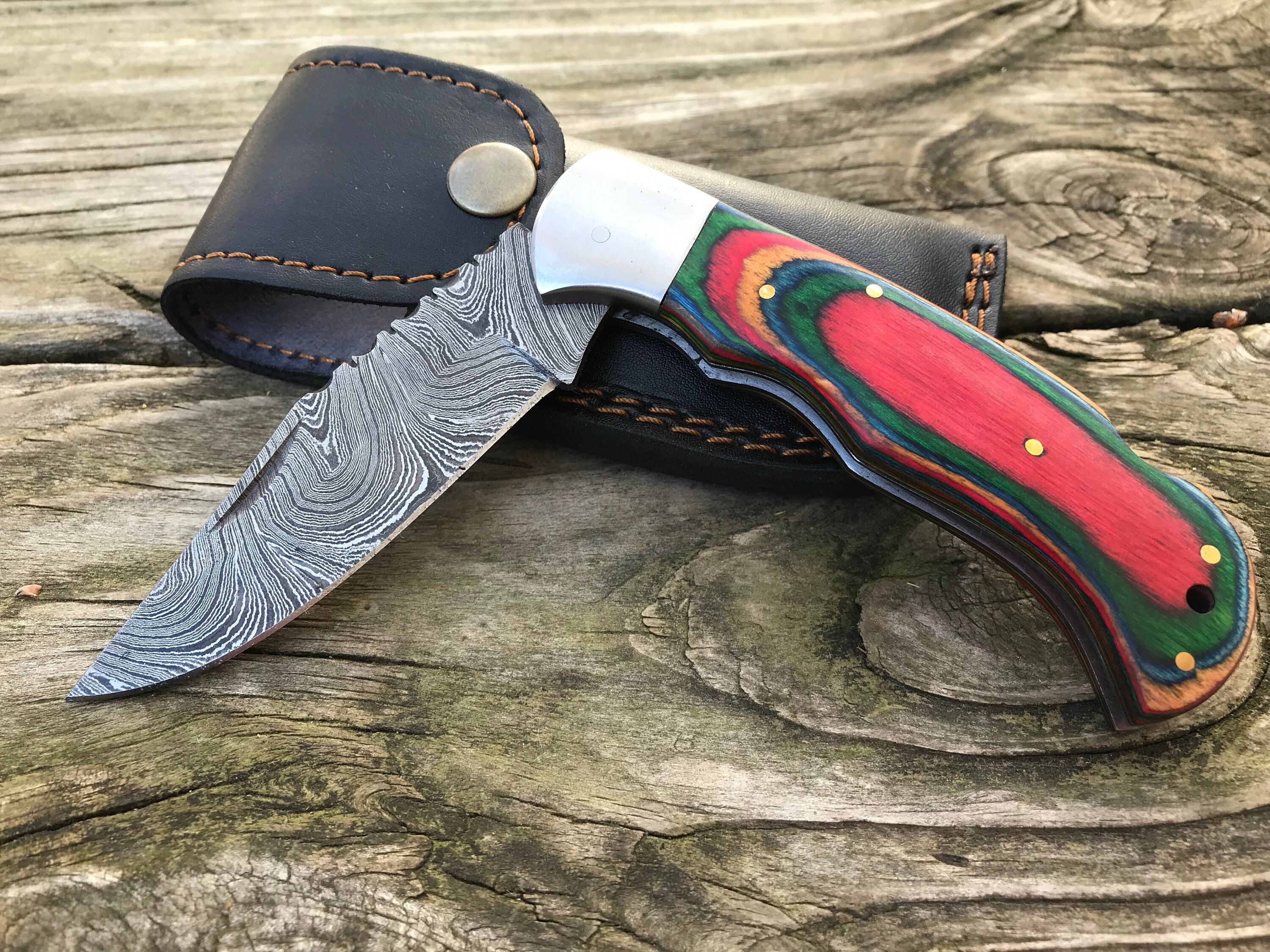 Damascus Knife Custom Damascus Steel Knife Pocket Knife - Etsy