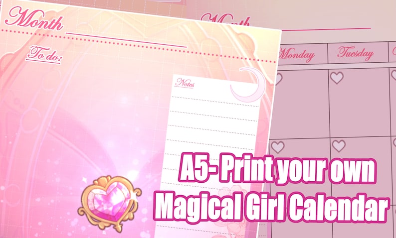 A5 Magical Girl Calendar -print Your Own - Etsy