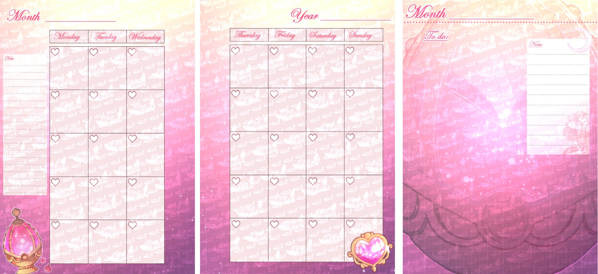 A5 Magical Girl Calendar -print Your Own - Etsy