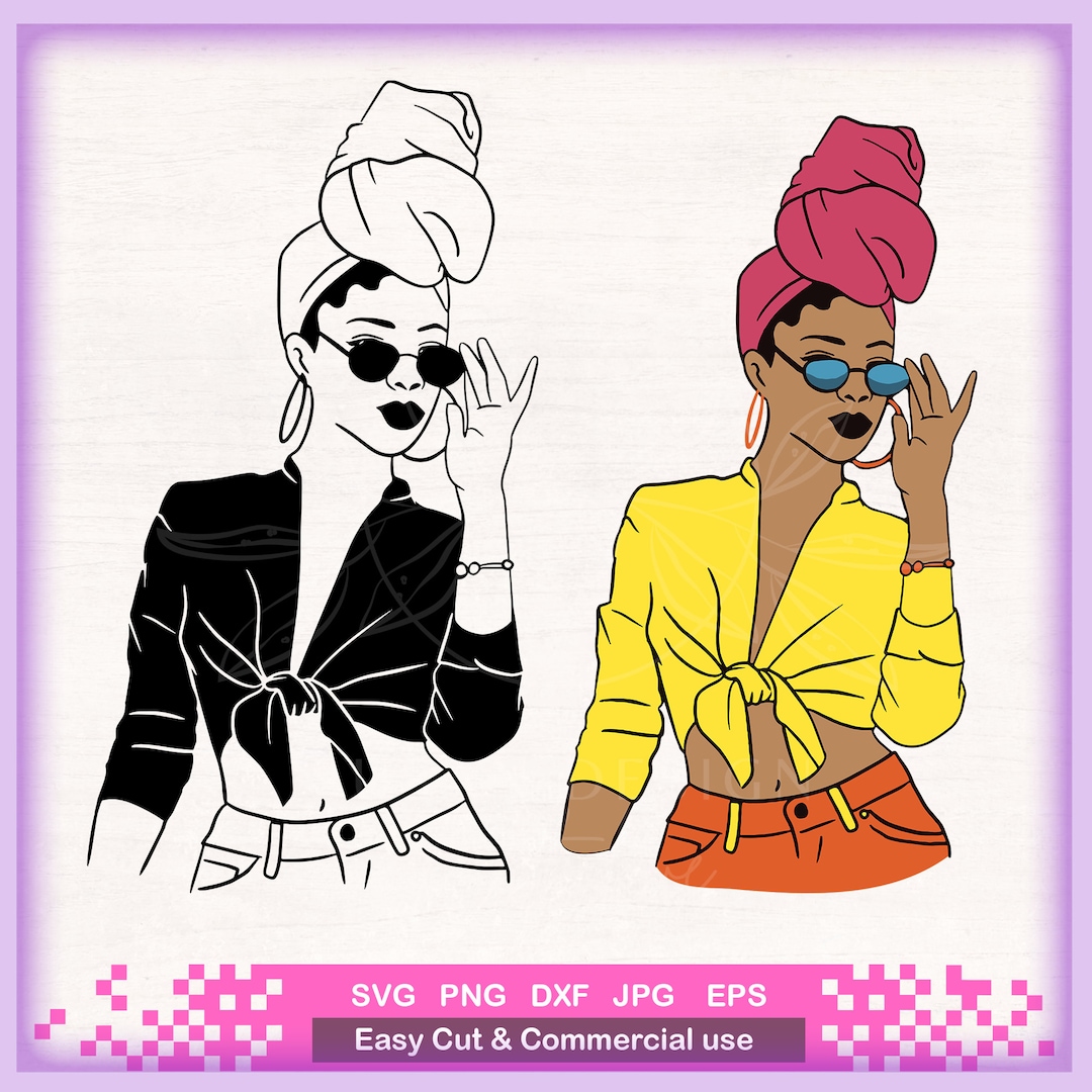 Headwrap Svg Bundle, Beautiful Afro Woman Turban Svg, African American ...