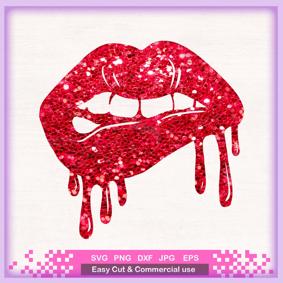 Biting Lips Svg, Drippig Lips Svg, Png Dxf Cut File for Cricut ...
