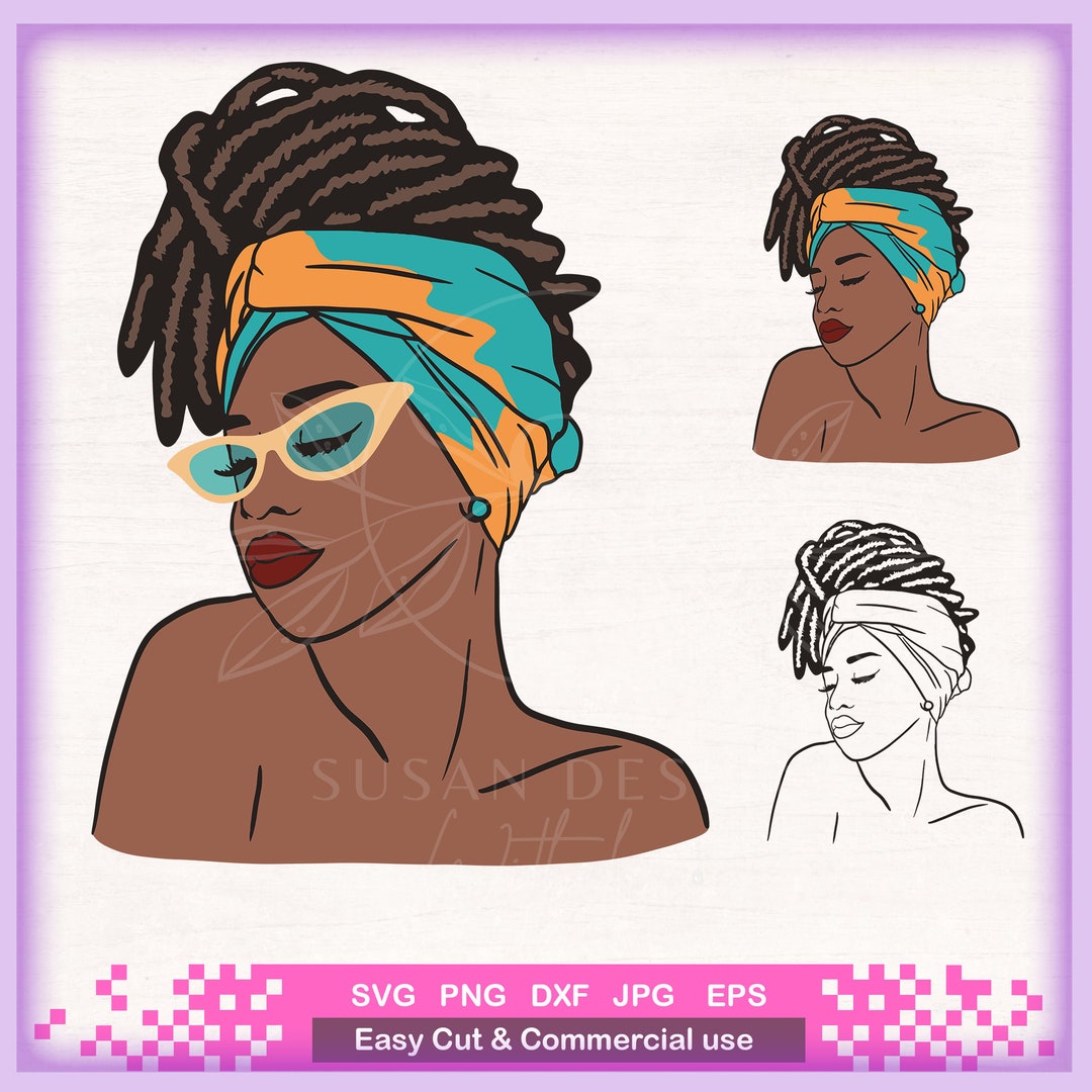 Loc Hair Headwrap Glasses SVG Bundle for Cricut Silhouette, Unbothered ...