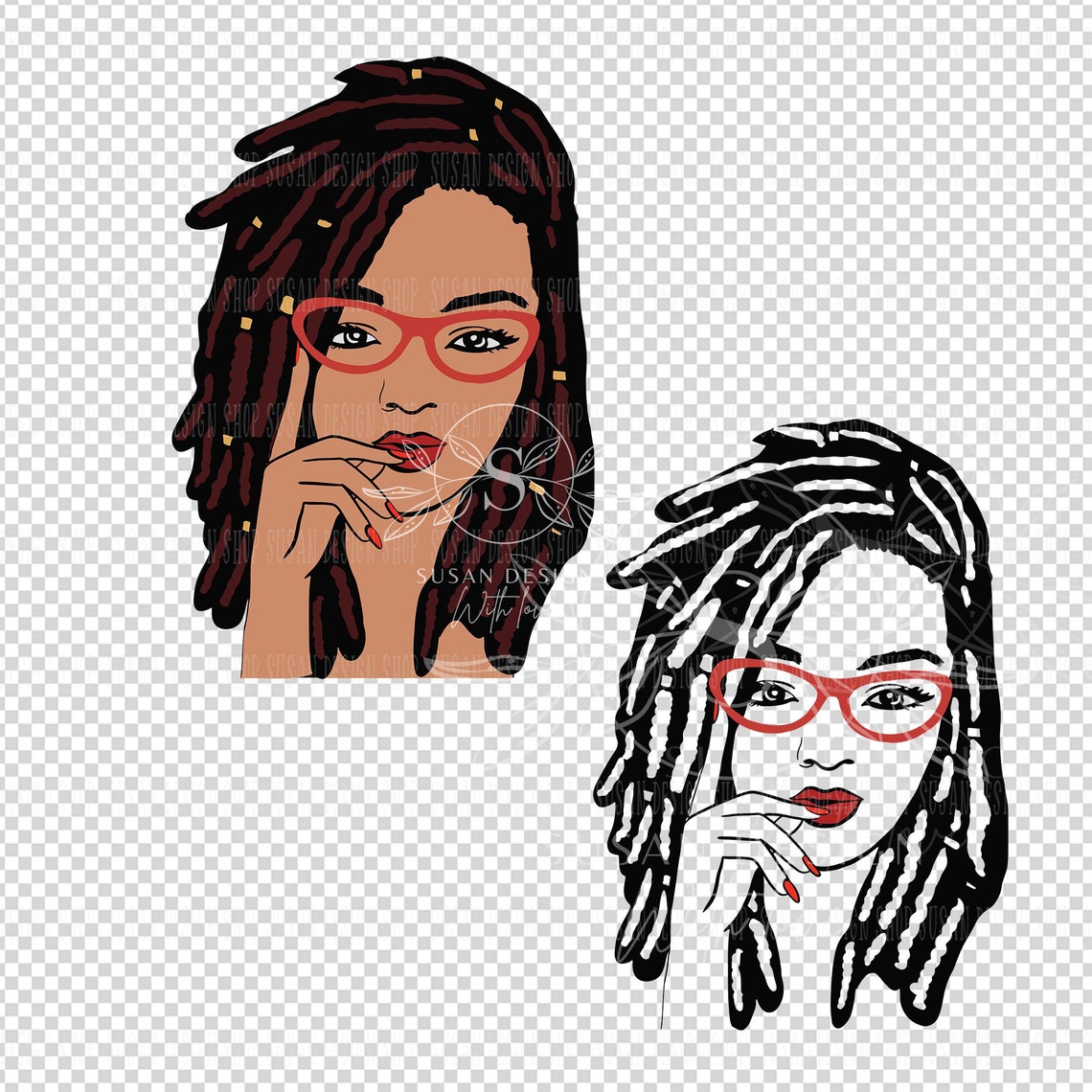 Women With Locs and Glasses Layered SVG Bundle African - Etsy