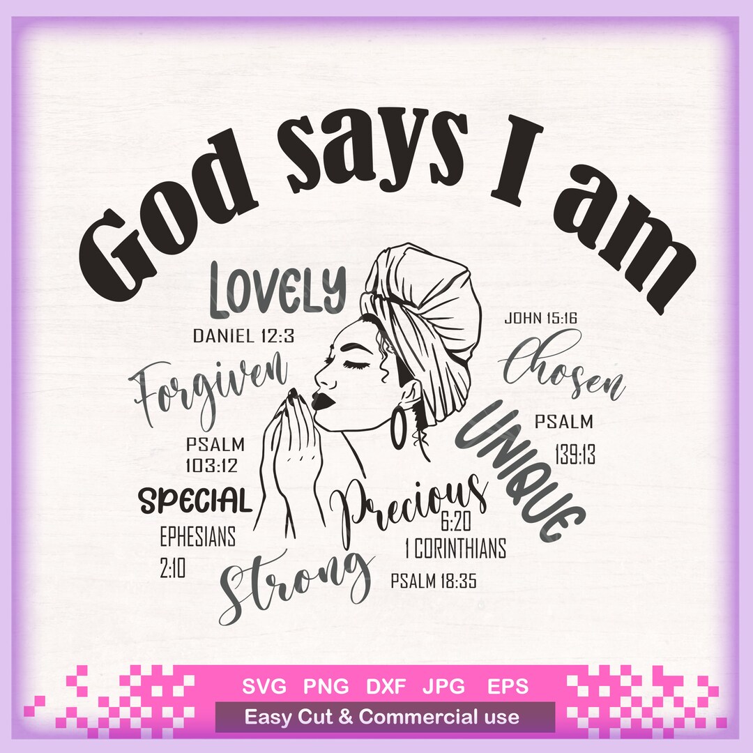 Praying Hands Svg, Praying Afro Woman Svg, God Says I'm Unique Special ...