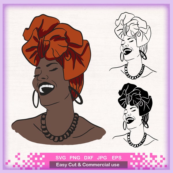 Black Woman With Headwrap Svg - Etsy