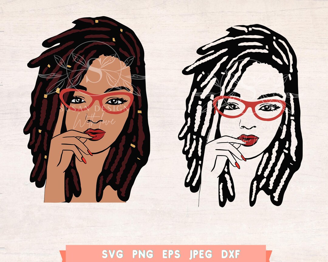 Women With Locs and Glasses Layered SVG Bundle African - Etsy
