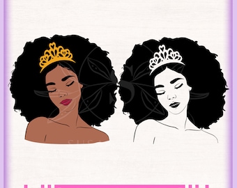 Black Queen Svg Crown Svg Black Woman Svg Woman Clipart Black Girl Svg ...