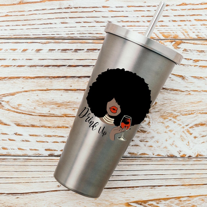 Woman Drink Up Svg Afro Woman With Wine Svg Afro Woman Etsy