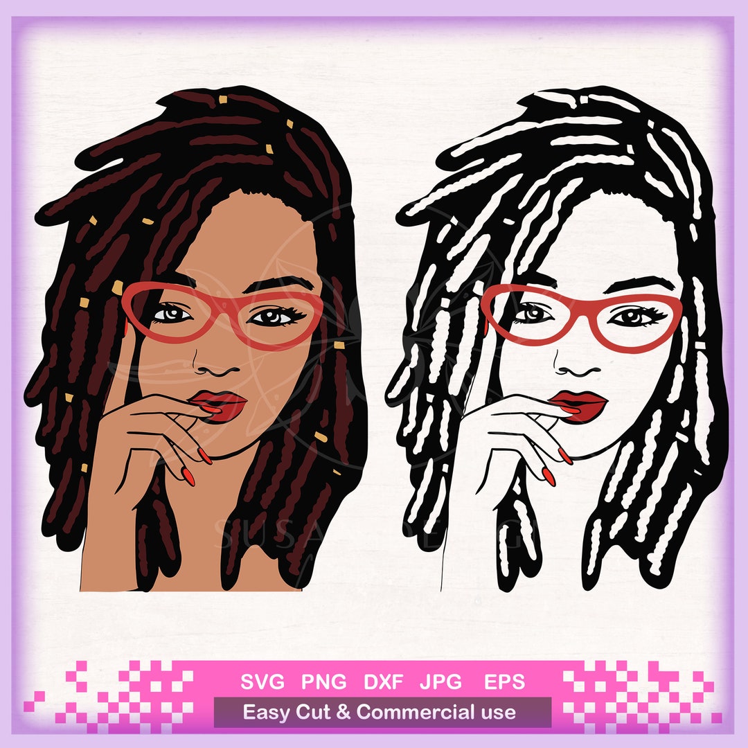 Women With Locs and Glasses Layered SVG Bundle, African American ...