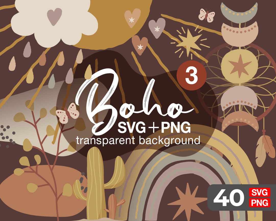 Boho Elements 3 Boho SVG PNG Transparent Clipart Bundle - Etsy