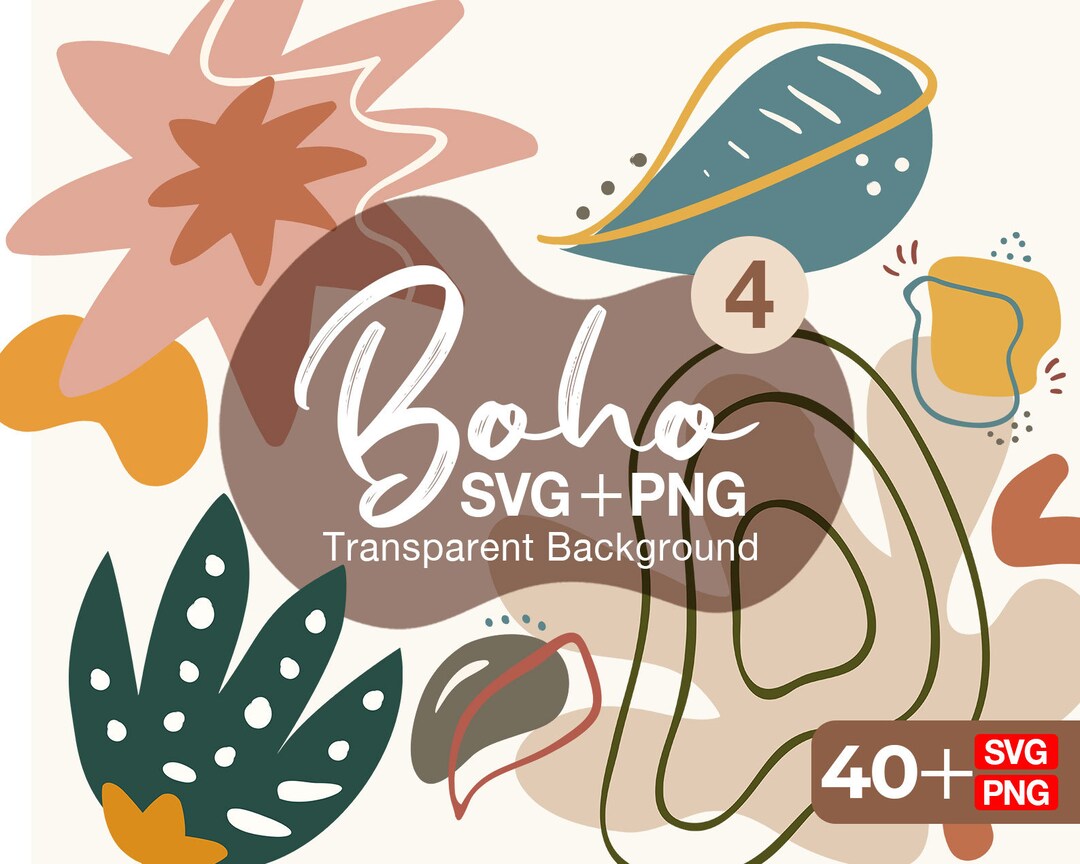 Boho Elements 4 Boho SVG PNG Transparent Clipart Bundle, Boho Shapes ...