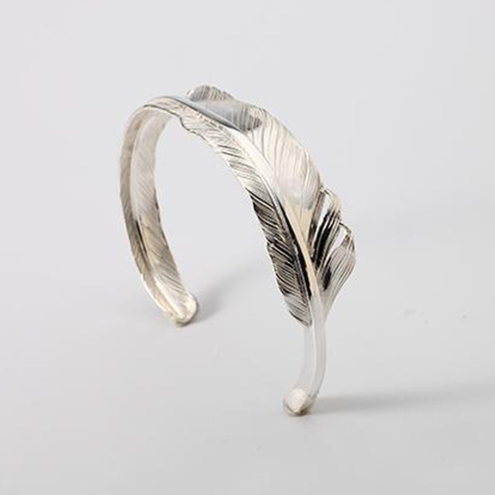 Silver Feather Bangle Bracelet Silver Cuff Native American | Etsy