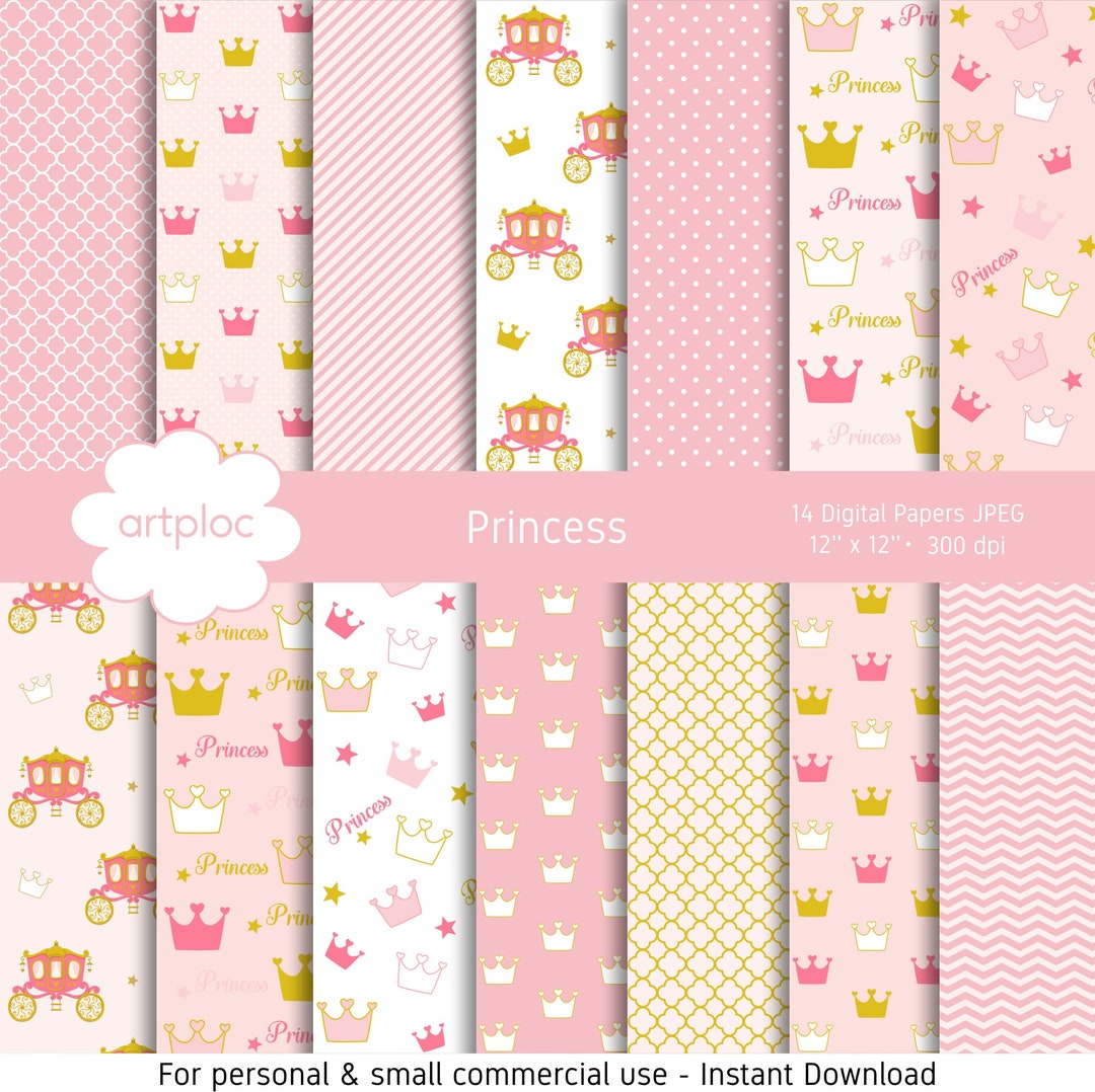 Princess Digital Paper, Royal Princess Baby Digital Papers, Pink ...