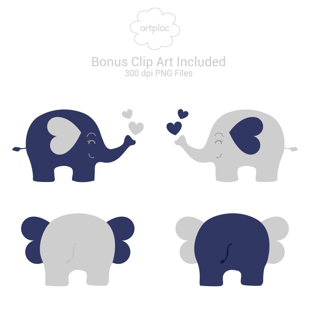 Navy Blue Elephant Digital Paper: navy Blue & Gray Elephant Digital ...