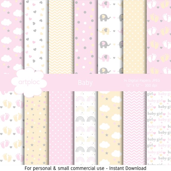 Baby Digital Paper Clouds Digital Paper Nursery Digital - Etsy