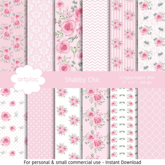 Watercolor Flowers Digital Paper Watercolor Roses Digital | Etsy