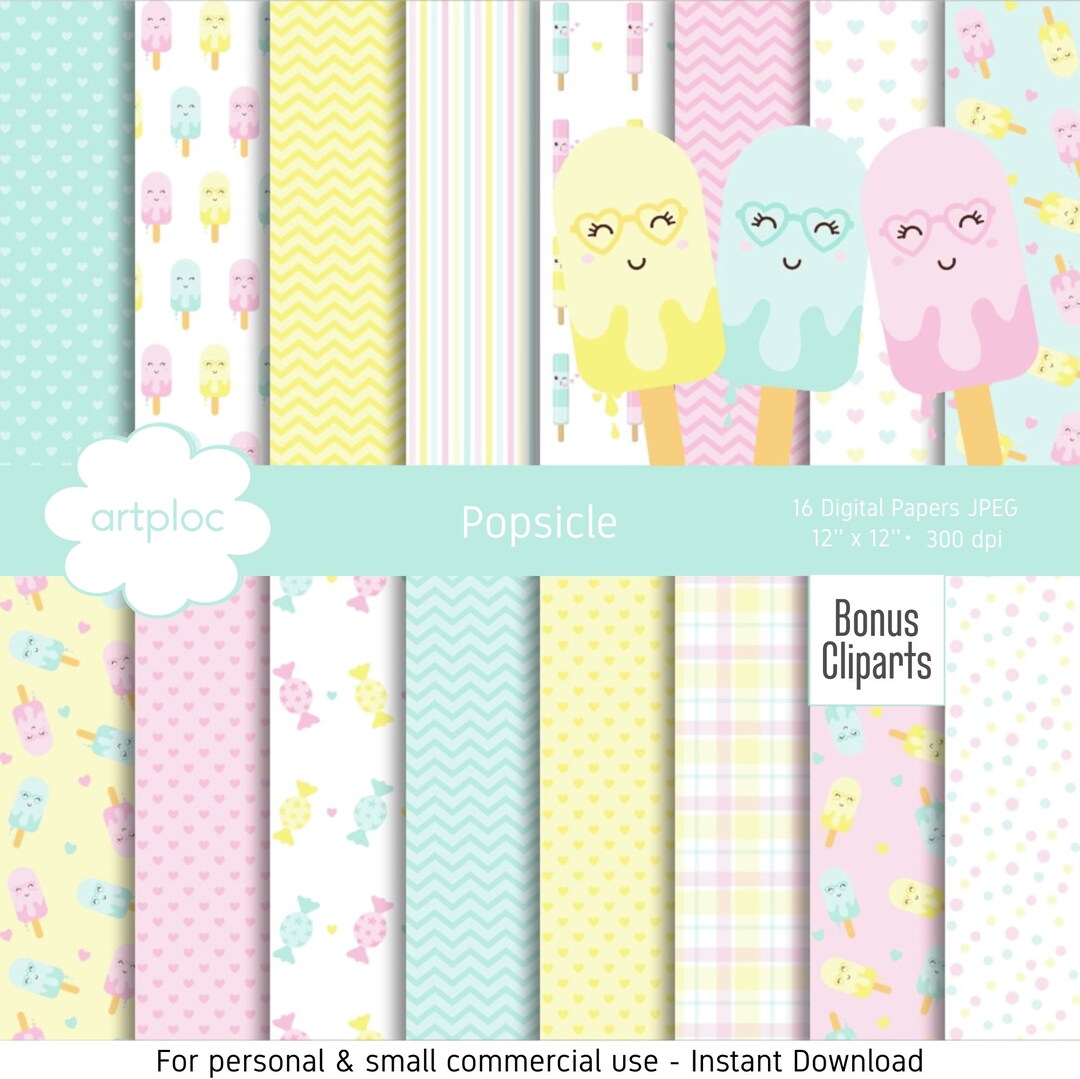Papel digital de paletas, dulce de hielo de verano, papel de verano ...