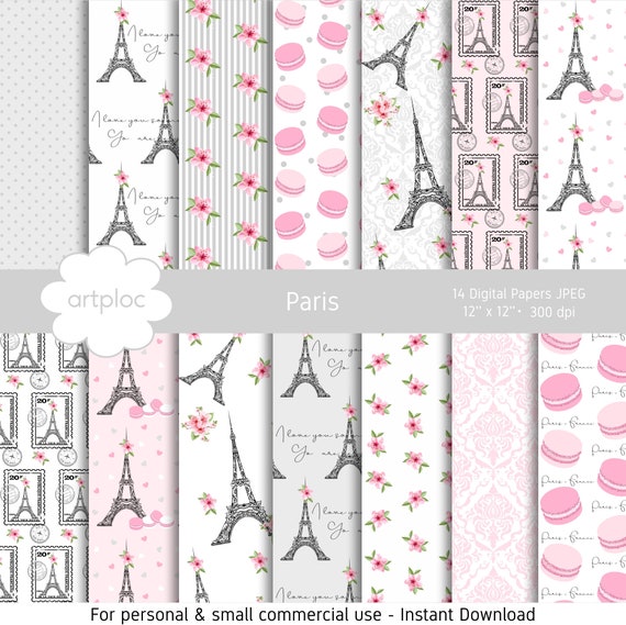 Paris Digital Paper Paris Vintage Digital Paper Shabby Chic - Etsy