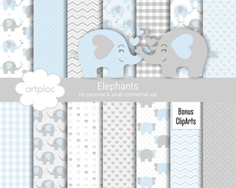 Blue Gray Elephant - Etsy