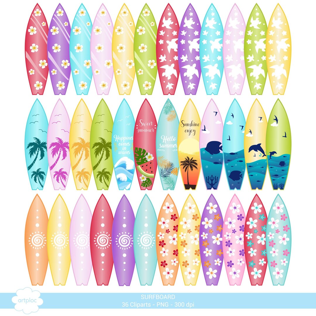 36 Surfboards Cliparts, Summer Surfboards Cliparts, Surfing Cliparts ...