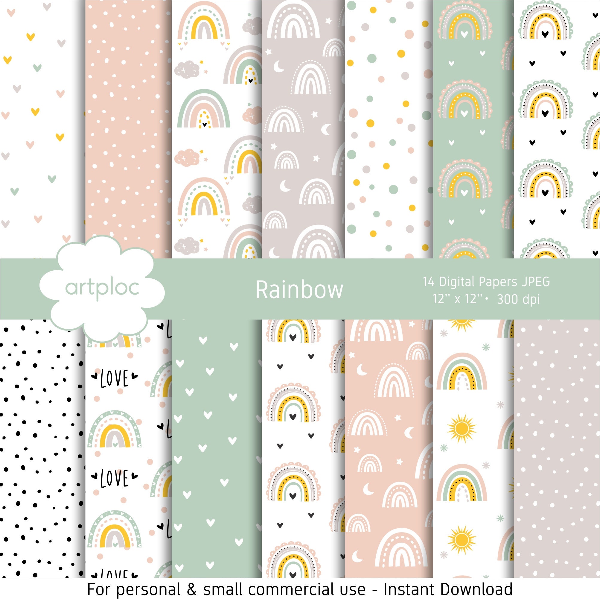 Rainbow Digital Paper Rainbow Pastel Digital Papers Rainbow - Etsy UK