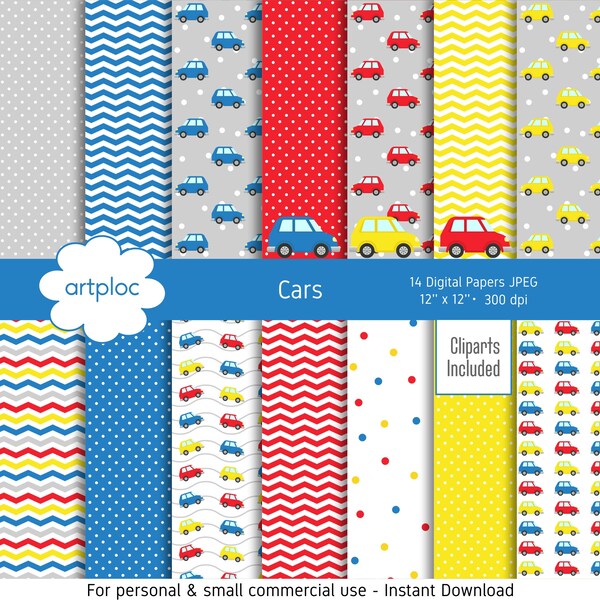 Cars Digital Paper - Etsy