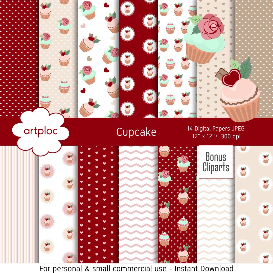 Cupcake Digital Paper, Cupcake Clipart, Sprinkles Digital Paper, Sweet ...