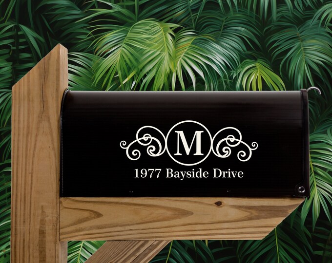 Personalized Mailbox Decal Monogram and Address Decal Mailbox Vinyl ...