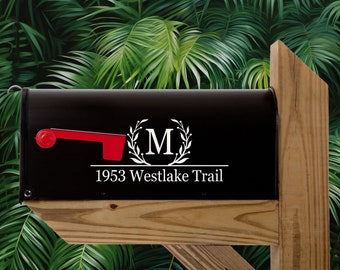 Wreath Personalized Gold Mailbox Decal, Custom Mailbox Decal, Mailbox ...