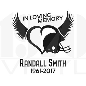 Personalized in Loving Memory Football Decal - Car, Truck, Window Vinyl ...