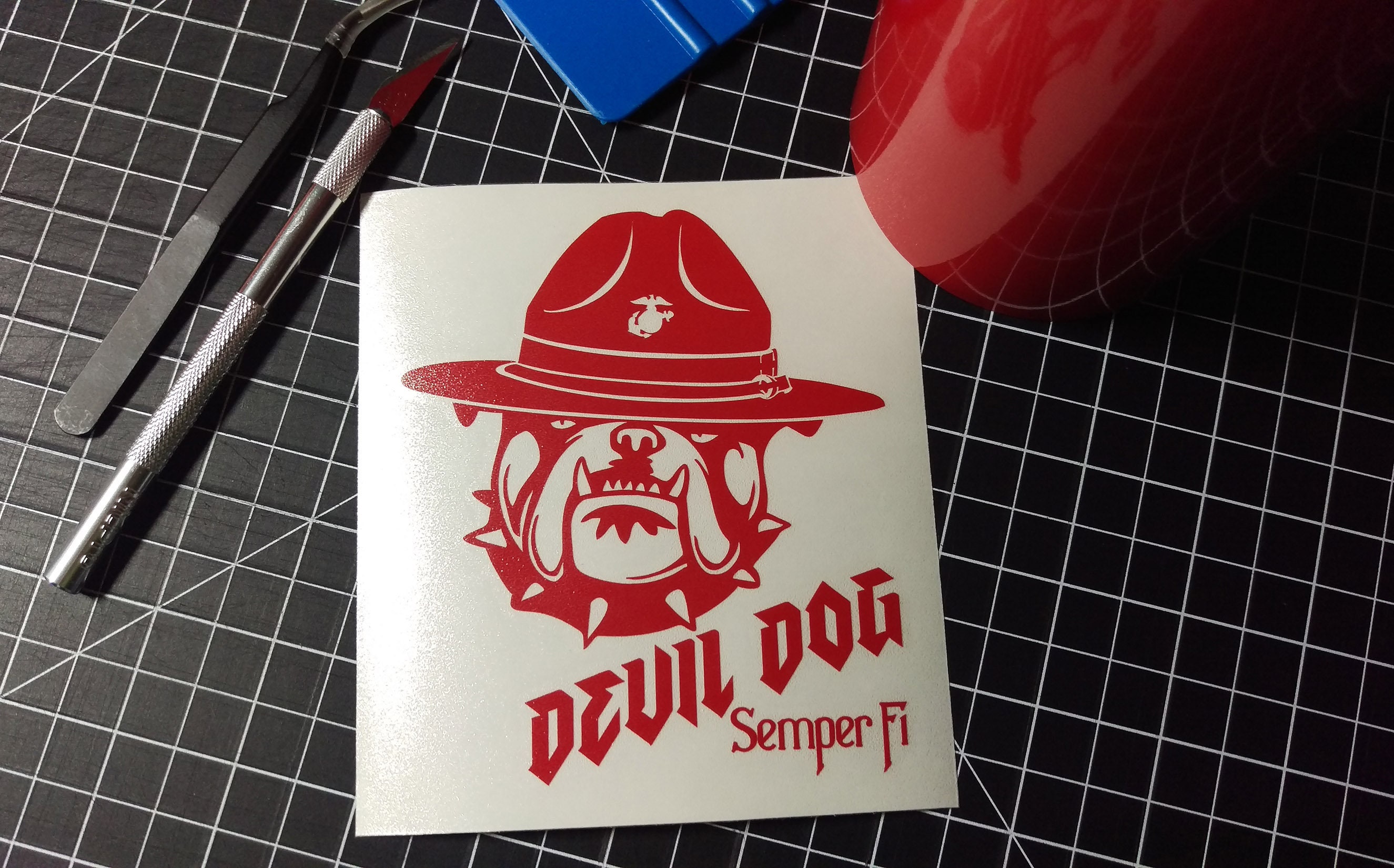USMC Devil Dog Vinyl Decal - Semper Fi - Etsy