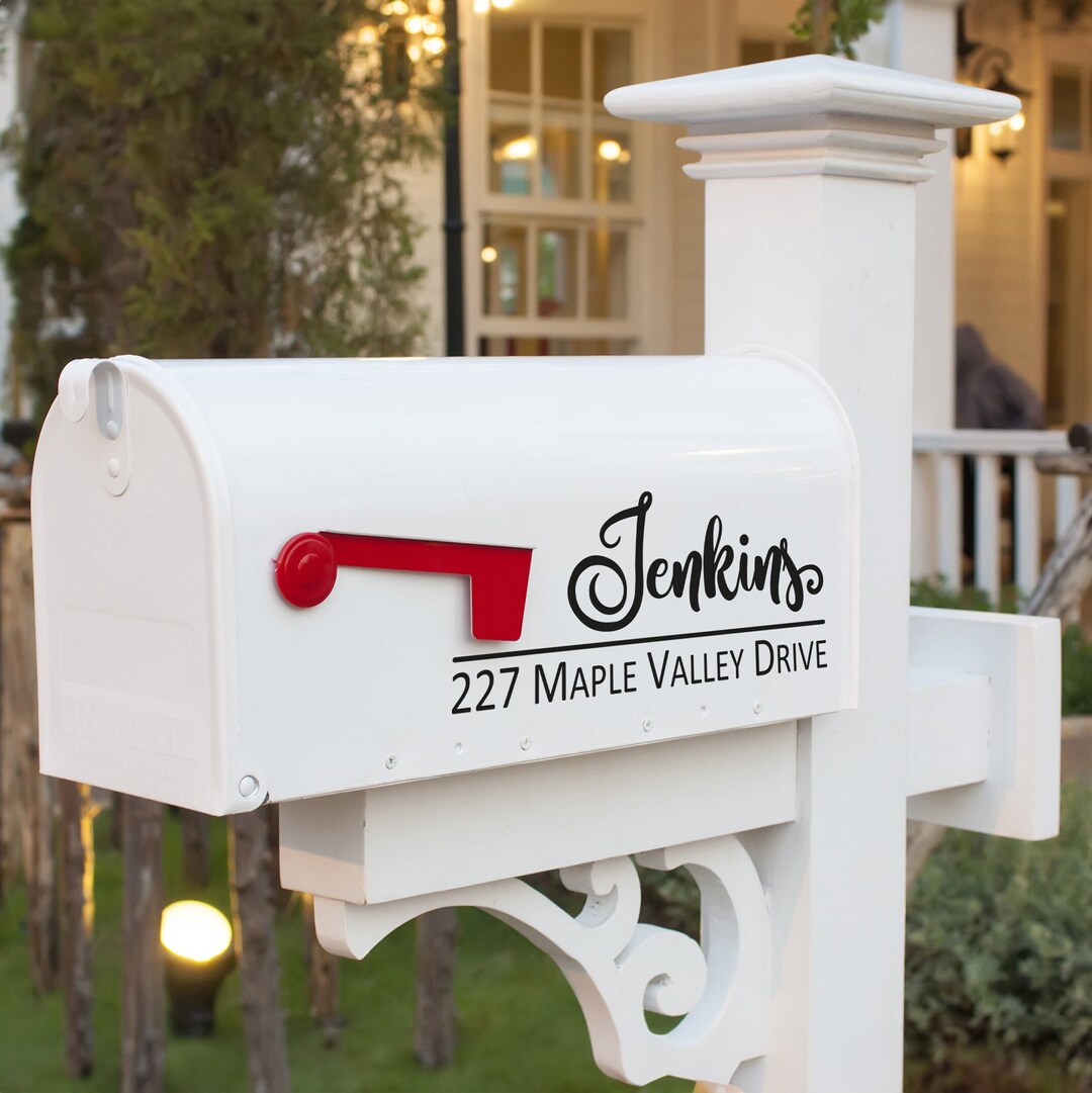Personalized Mailbox Decal - Last Name and Address Decal - Mailbox ...